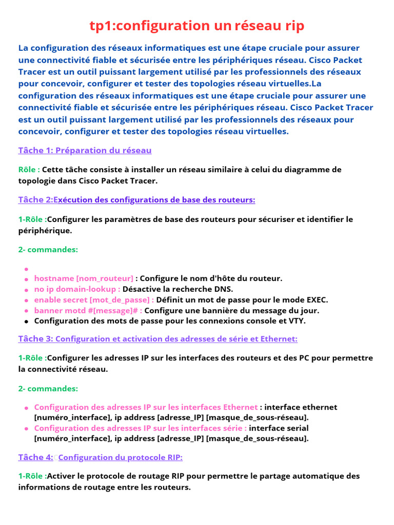 Tp1configuration Un Réseau Rip | PDF