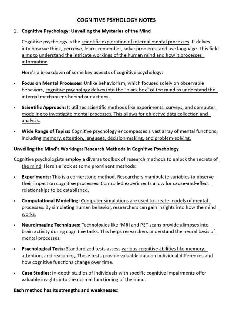 Cognitive Psychology Notes | PDF