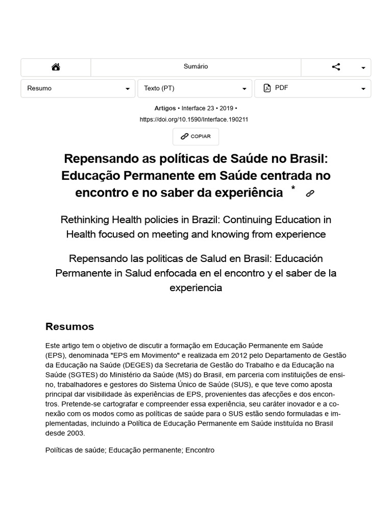 SciELO - Brasil - Repensando As Políticas de Saúde No Brasil Educação ...