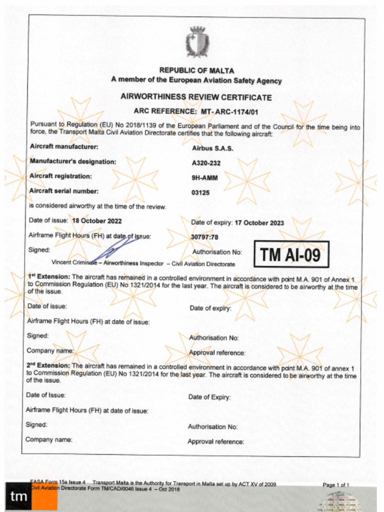 9h-Amm Easa Form 15a 1-1 | PDF