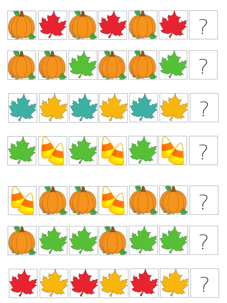 Preschool Patterning Worksheets Fall Edition | PDF