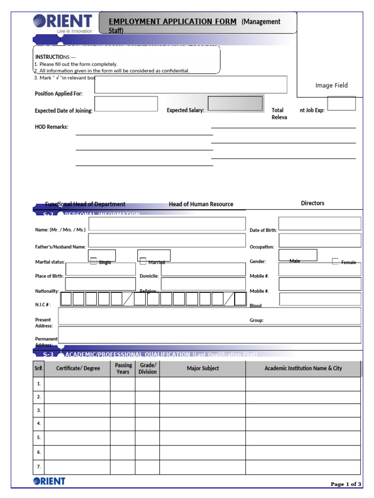 Employment Form (Management Computerized) | PDF