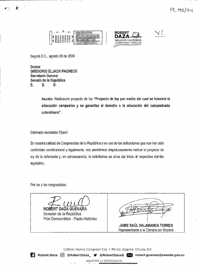 PL 195-24 Derecho A La Educacion Campesina | PDF PL 195-24 Derecho A La Educacion Campesina | PDF