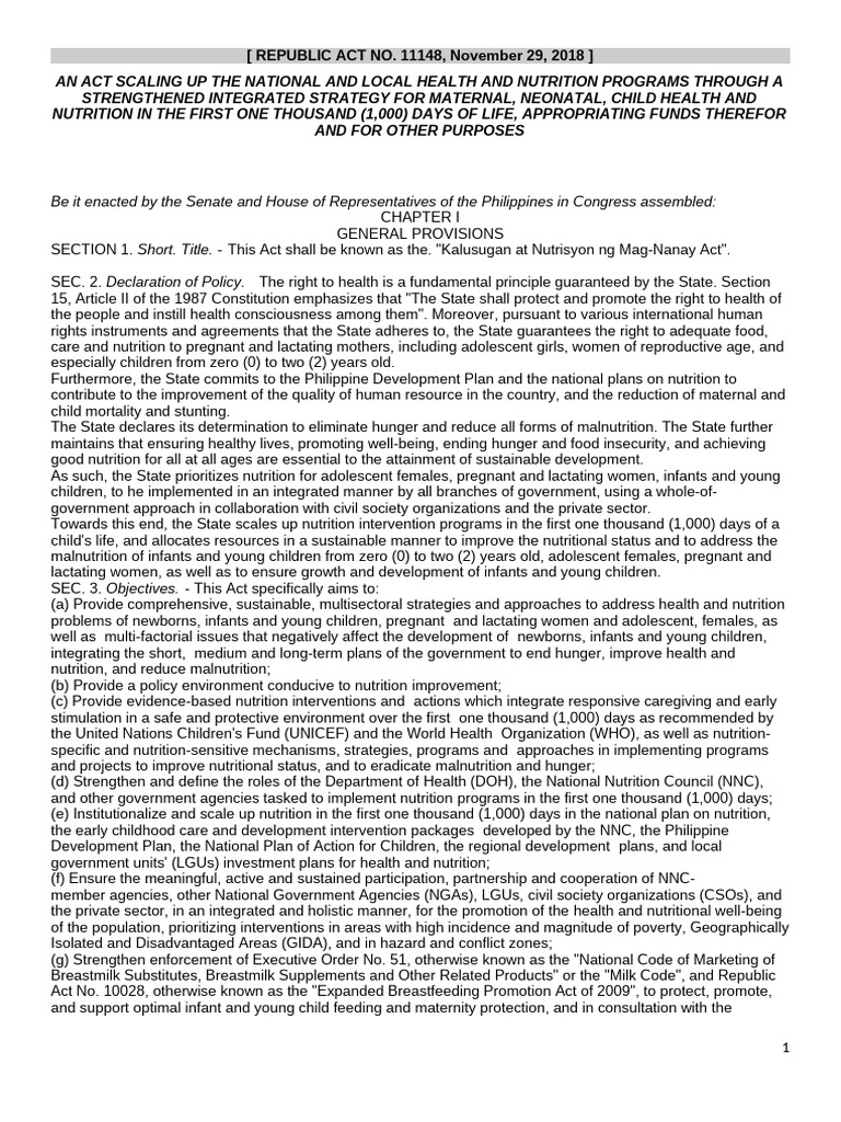 Gender Sensitivity - RA 11148 | PDF