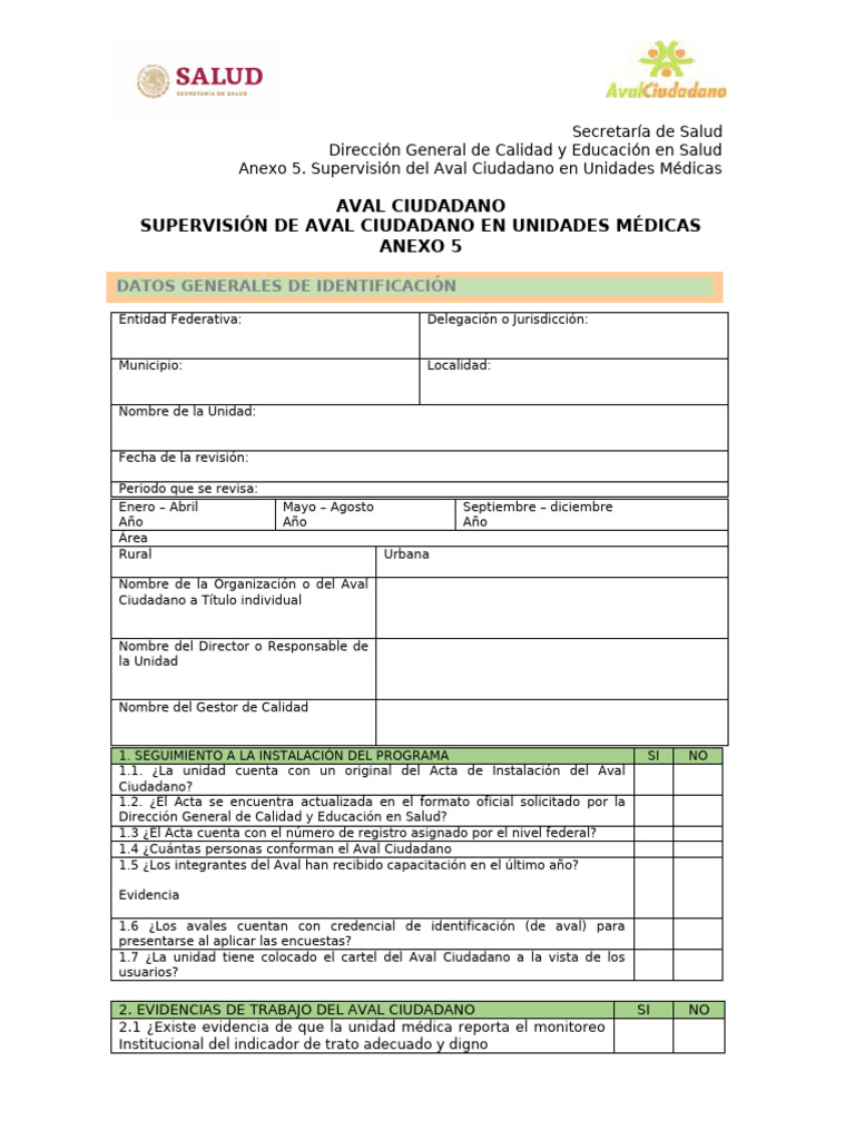 Supervisión Aval Ciudadano Salud | PDF