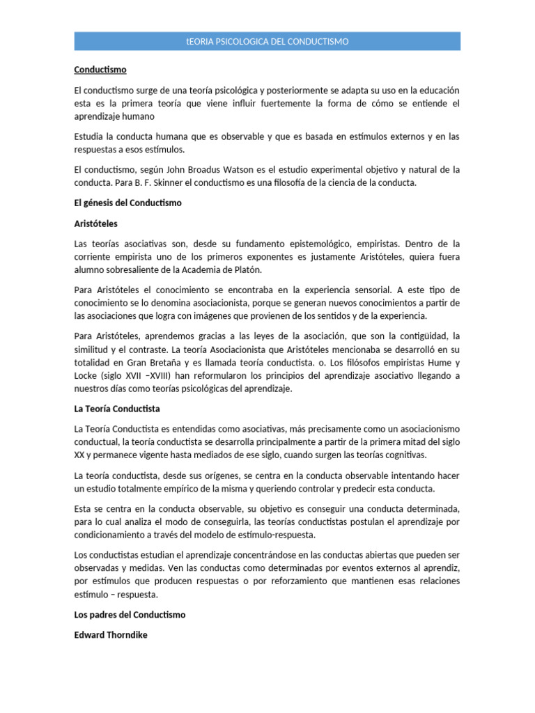 Conductismo | PDF