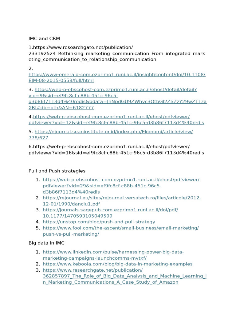 Integrated Marketing Final Papers Links | PDF