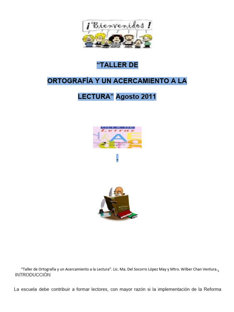 Taller de Ortografia y Un Acercamiento A La Lectura | PDF