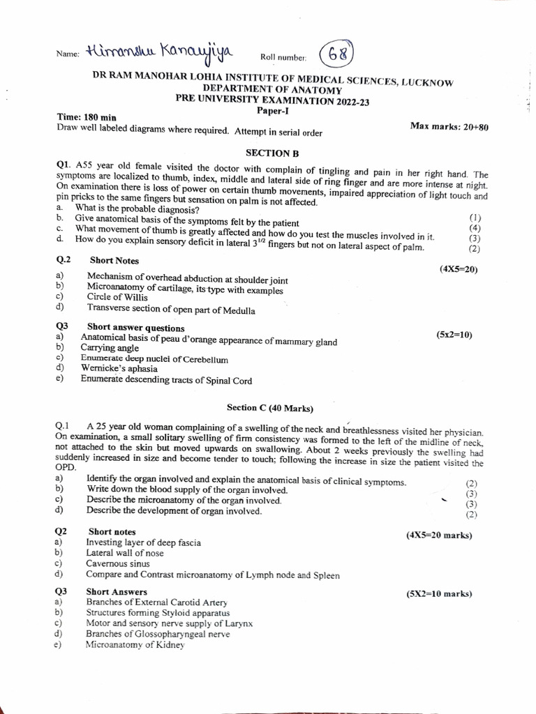 Mbbs First Pre Proff 2023 | PDF