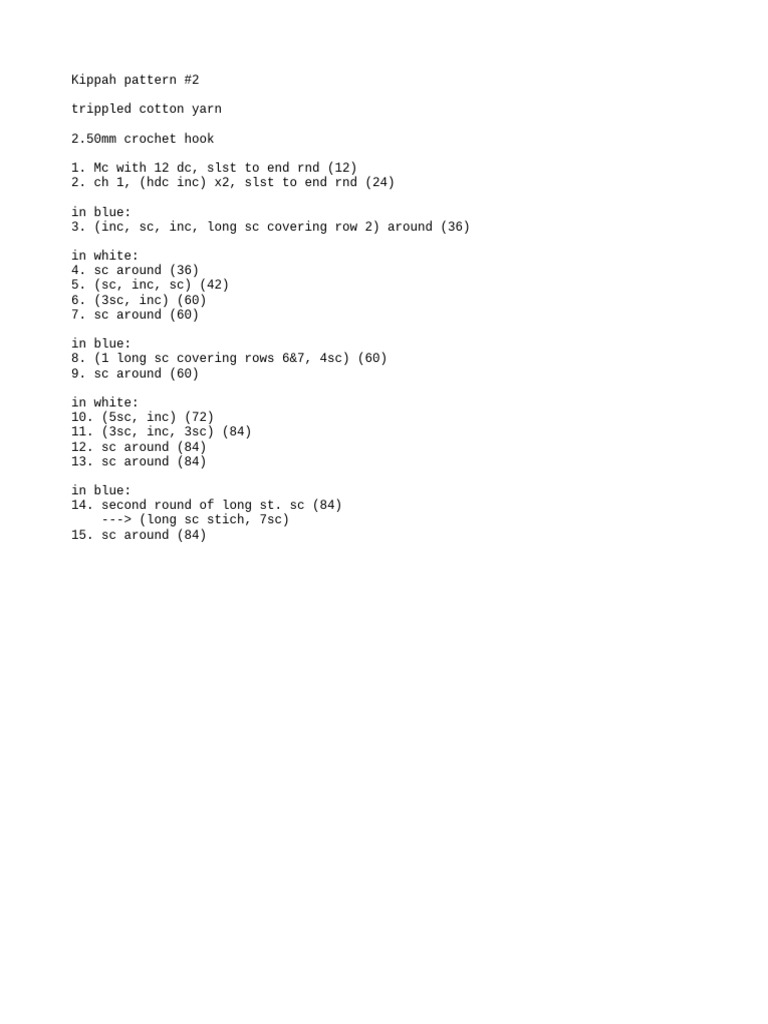 Kippah Pattern #2 | PDF