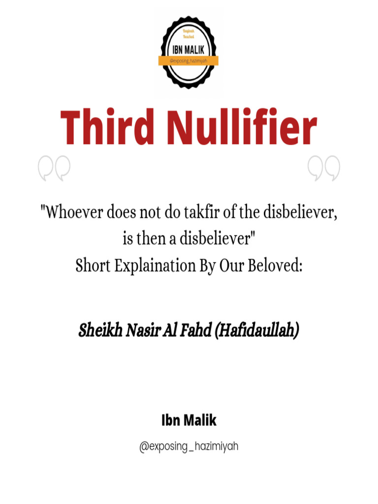 Third Nullifier by Shaykh Nasr Al Fahd | PDF