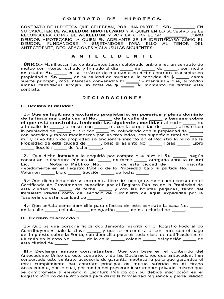 Contrato de Hipoteca | PDF | Derecho privado | Ley común