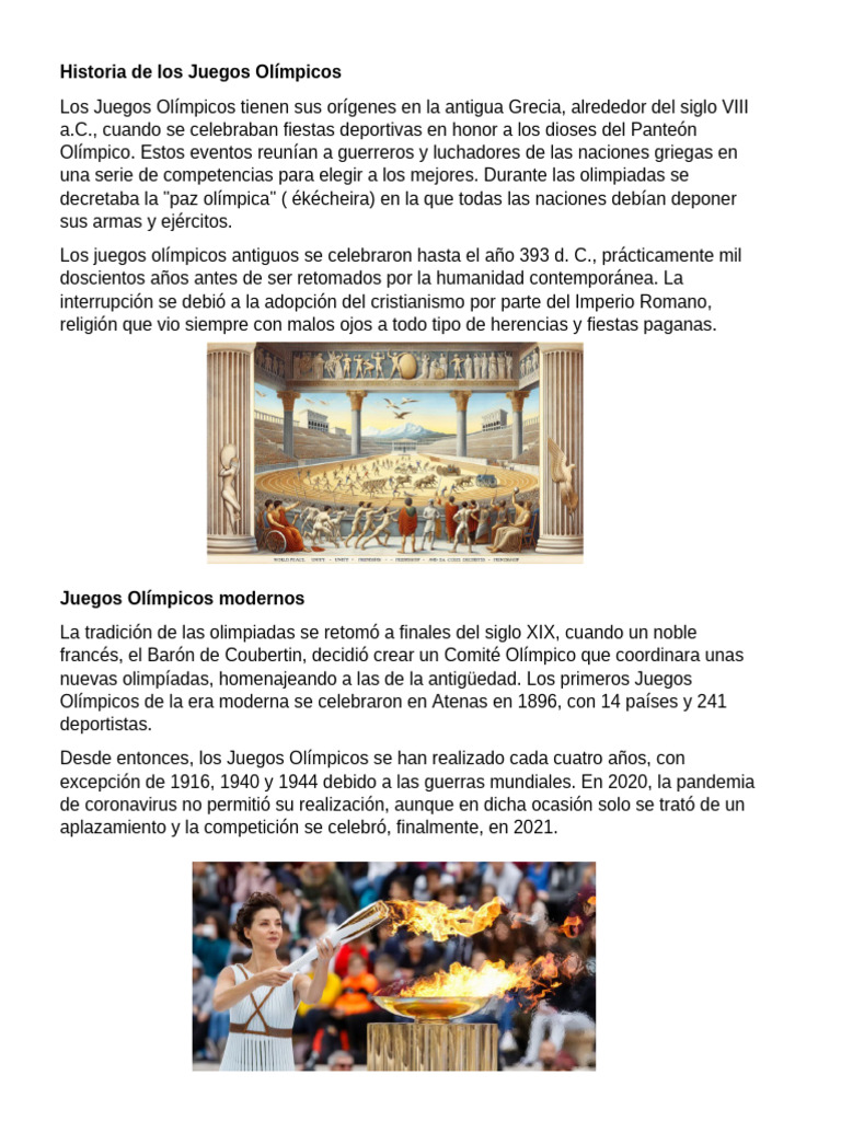 Historia de Los Juegos Olímpicos | PDF