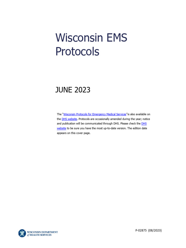 Wisconsin EMS Protocols: JUNE 2023 | PDF