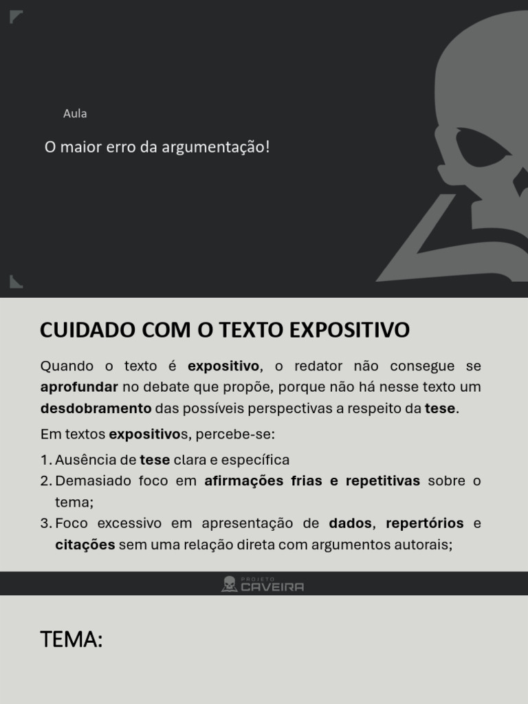 Slides Aula 07 - Projeto Caveira (1) | PDF