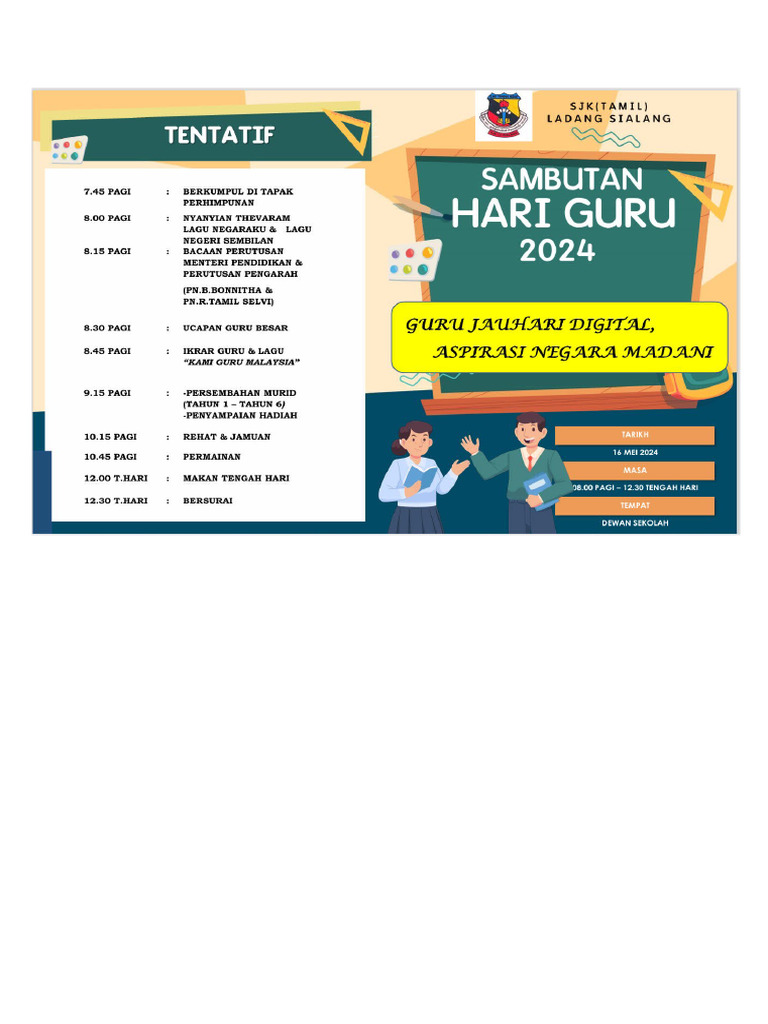 Tentatif Hari Guru 2024 | PDF