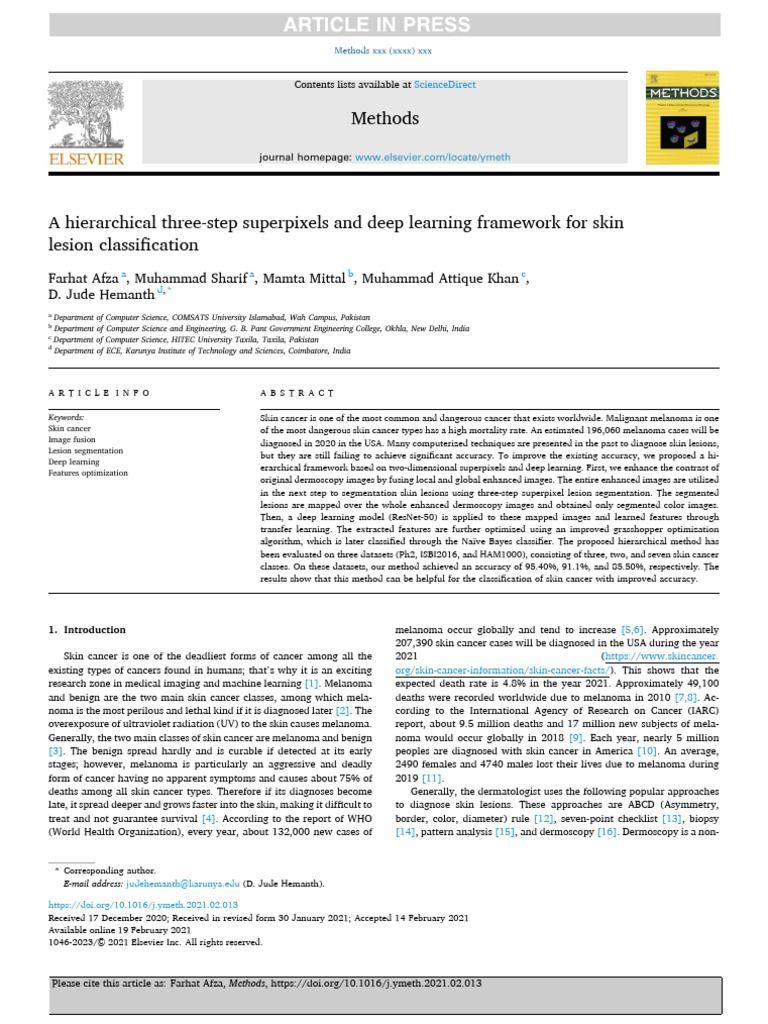 A Hierarchical Three Step Superpixels And Deep Learning Framework For Skin Lesion Classification