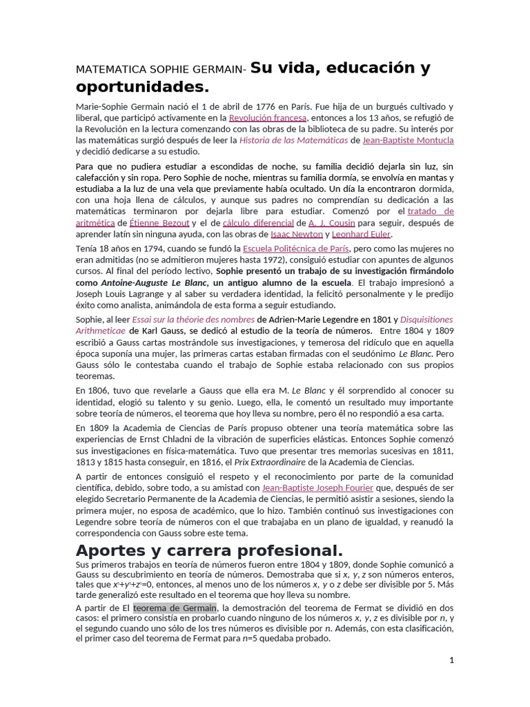 Matematica Sophie Germain | PDF