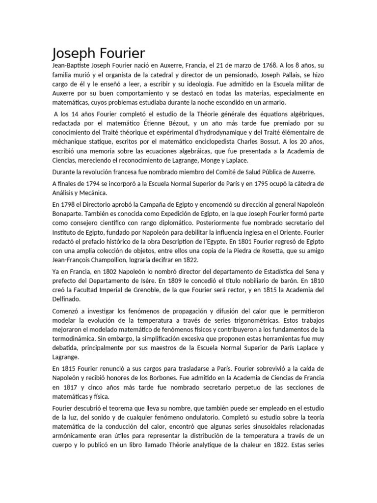 Matemático Joseph Fourier | PDF Matemático Joseph Fourier | PDF