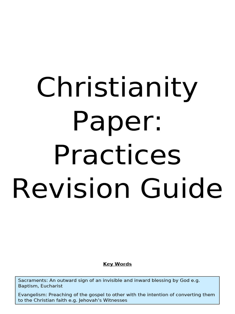 Christianity Paper- Practices Revision Booklet | PDF
