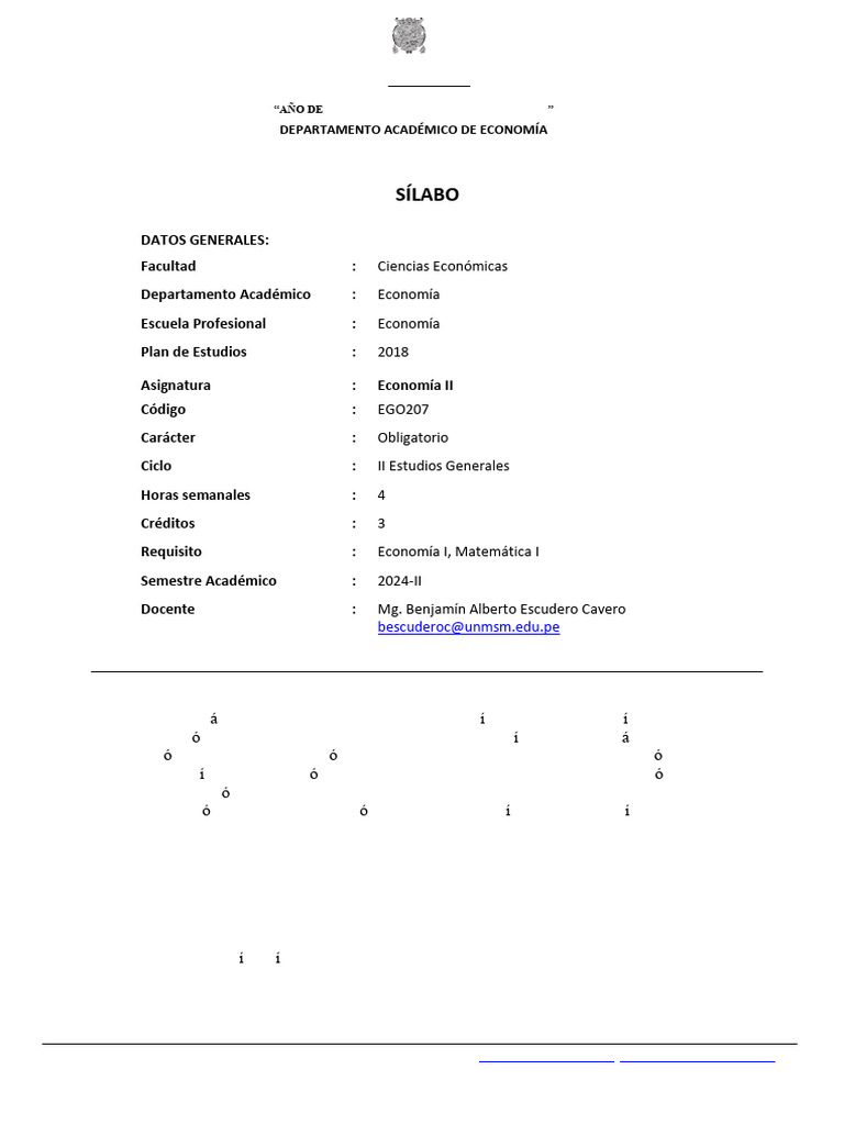 Sílabo Economía II FCE 2024-II | PDF