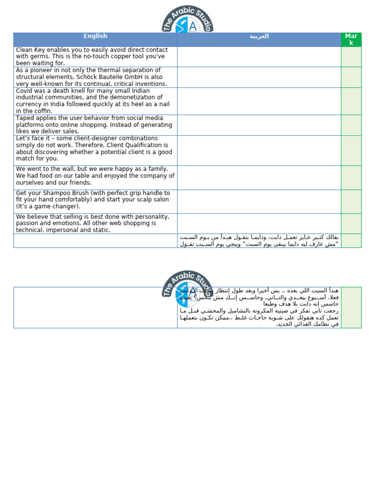 Arabic Translation for Exam Questions | PDF