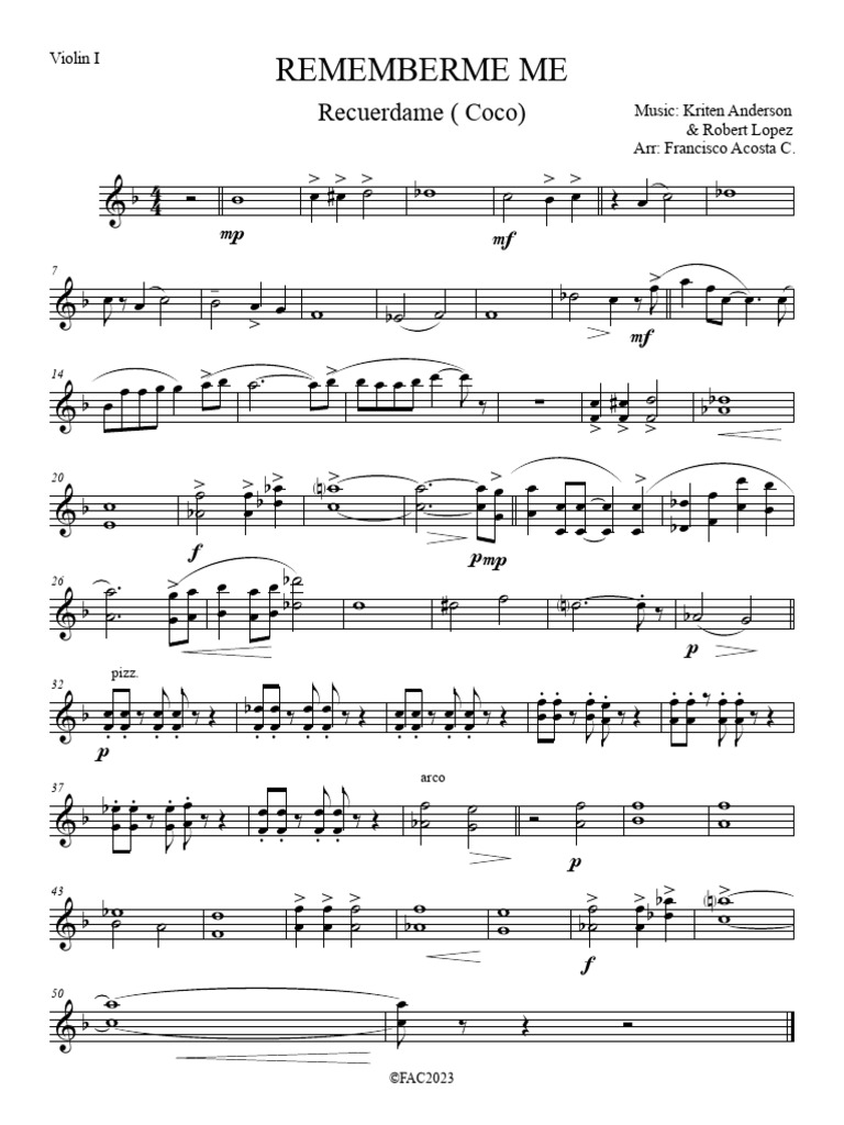 REMEMBER ME Violin I | PDF