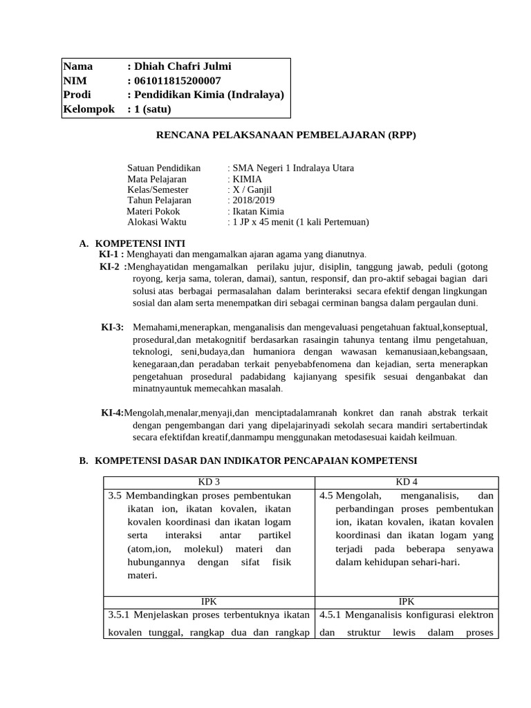 Fix. RPP KD 3.5 Koordinasi | PDF