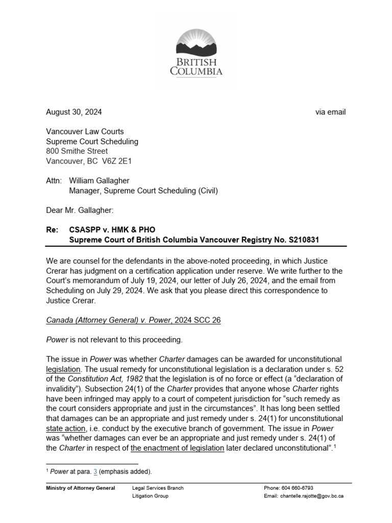 2024-08-30 - Defendants' Written Submissions On Power | PDF | Legal ...