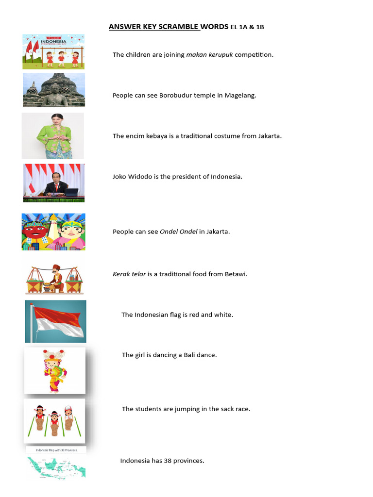 Answer Key Scramble Words | PDF
