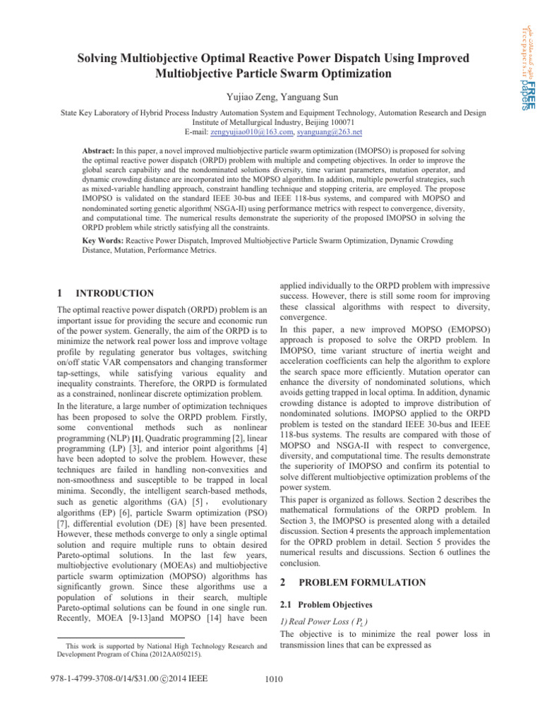 10 1109 Ccdc 2014 6852312 Solving Multiobjective Optimal Reactive Power