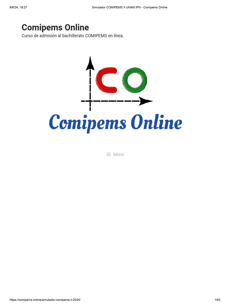 Simulador COMIPEMS II UNAM IPN - Comipems Online | PDF