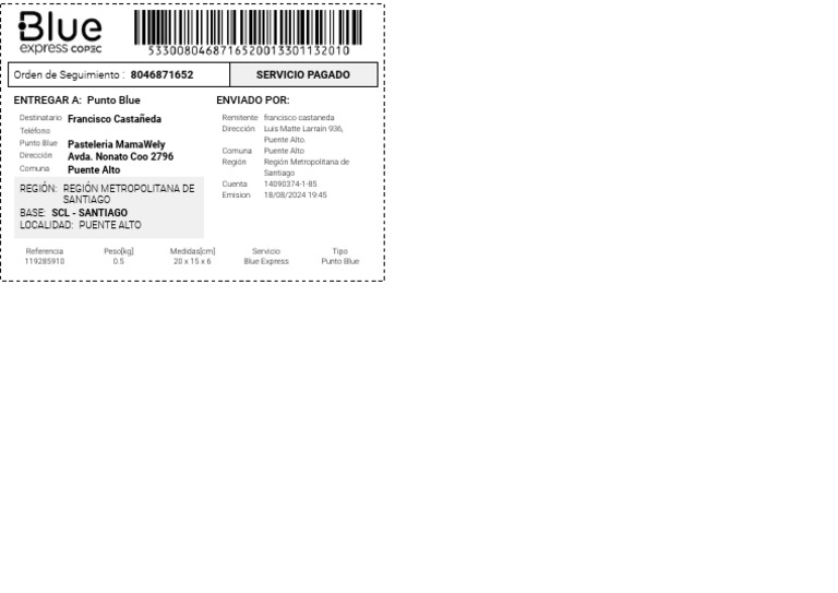 Boleta Bluexpress | PDF