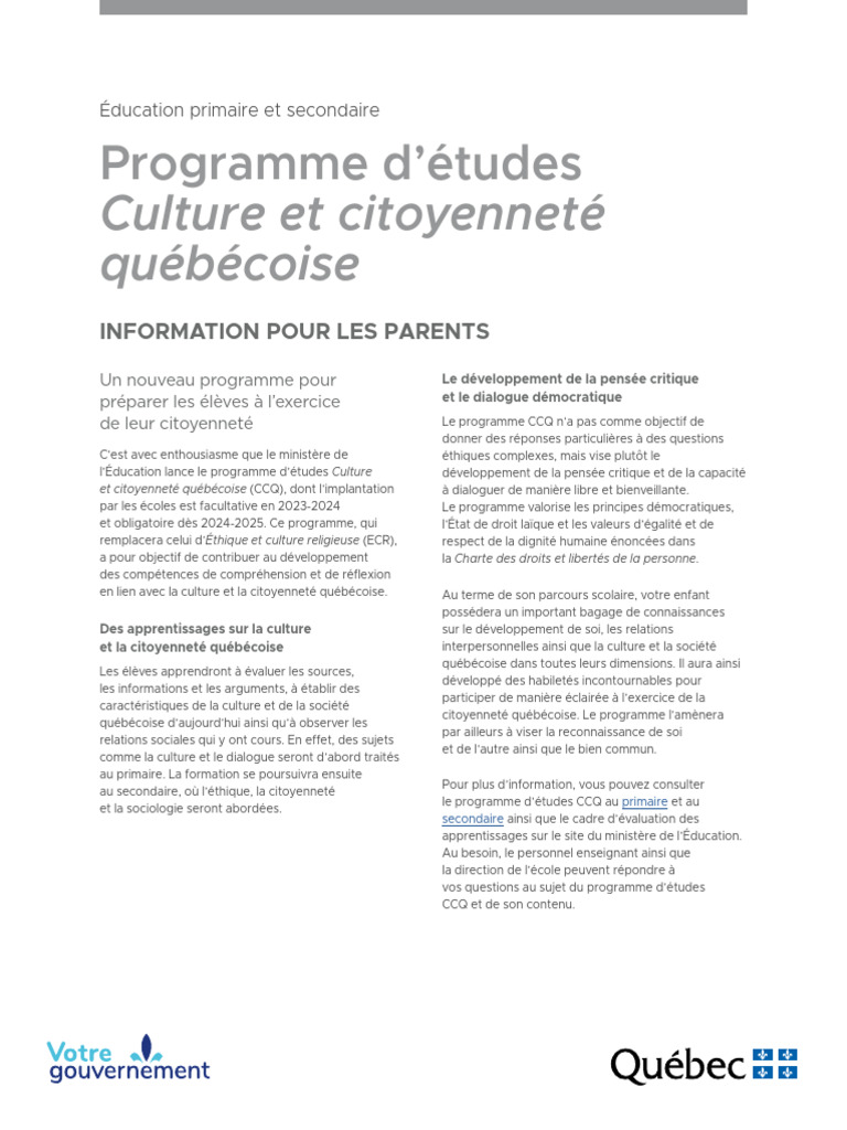 Feuillet PFEQ CCQ | PDF