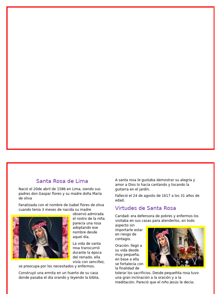 Santa Rosa de Lima Diptico | PDF