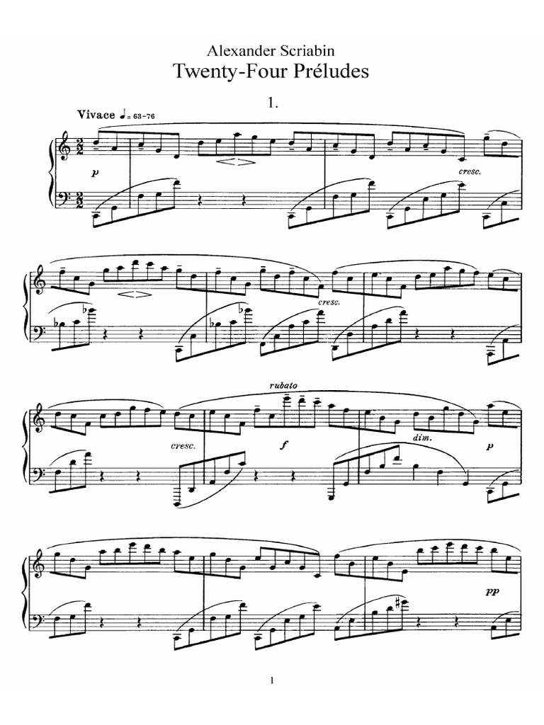 Complete Score 24 Preludes Op 11 Scriabin Aleksandr PDF
