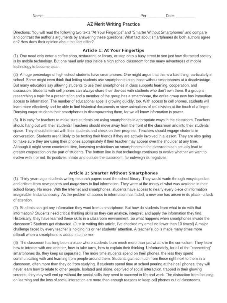 Az Merit Practice Writing | PDF
