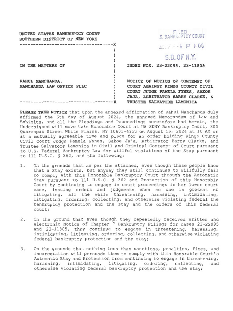 Contempt Motion Against NY Court Officials | PDF | Judgment (Law ...