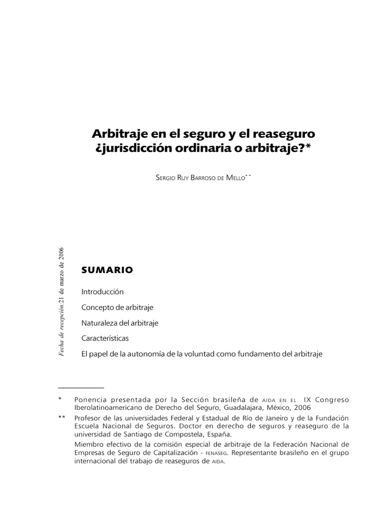 Arbitraje en El Seguro y El Reaseguro | PDF