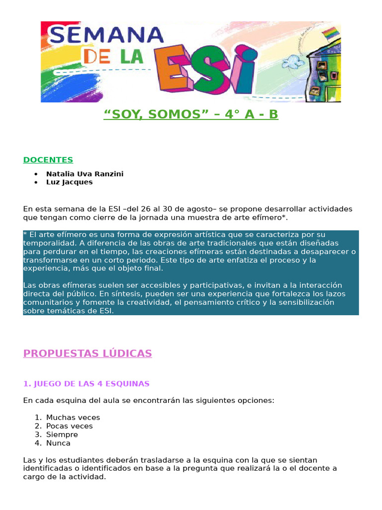 Semana de La Esi - 4°a-B | PDF