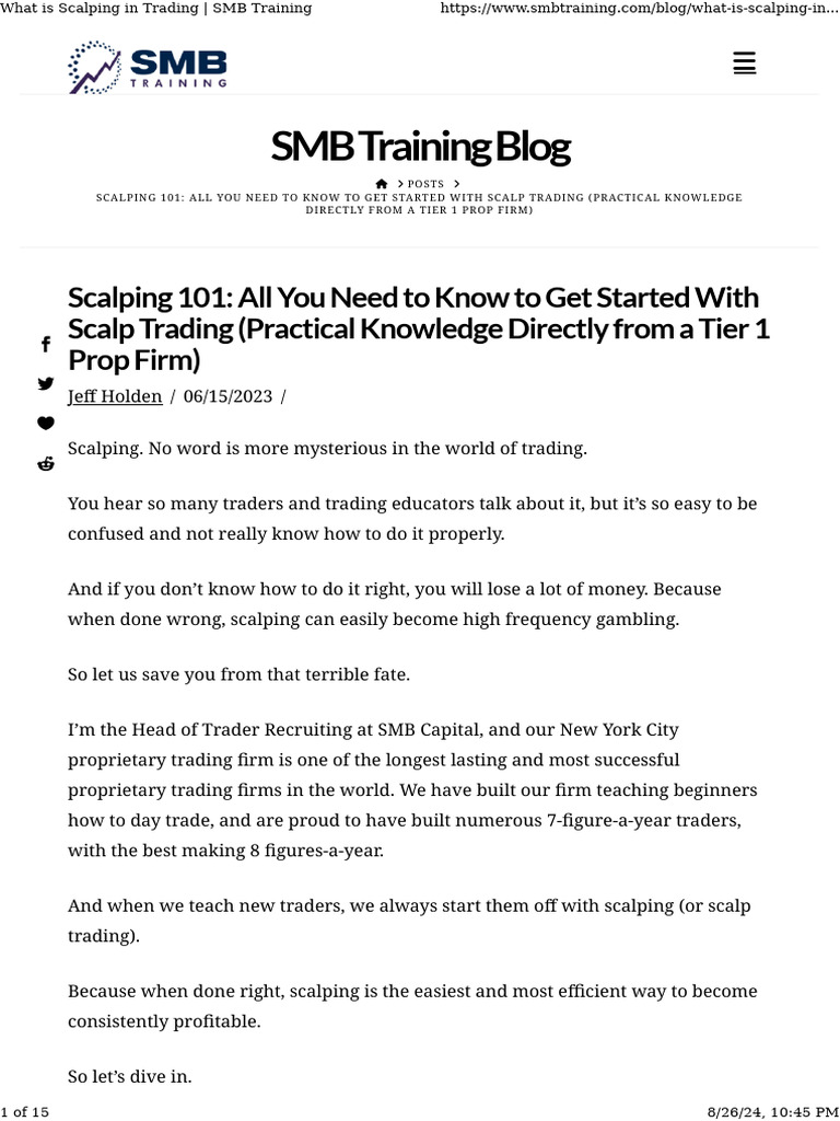 What is Scalping in Trading _ SMB Training | PDF