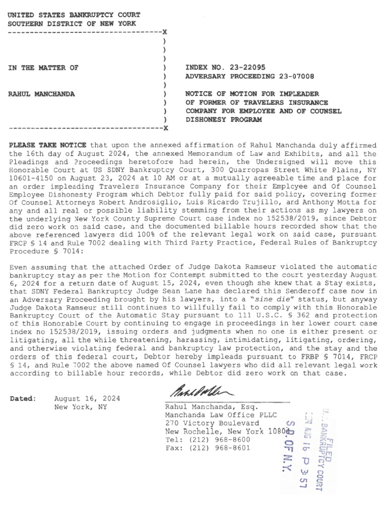 Motion to Implead Travelers Insurance | PDF | Bankruptcy | Bankruptcy ...