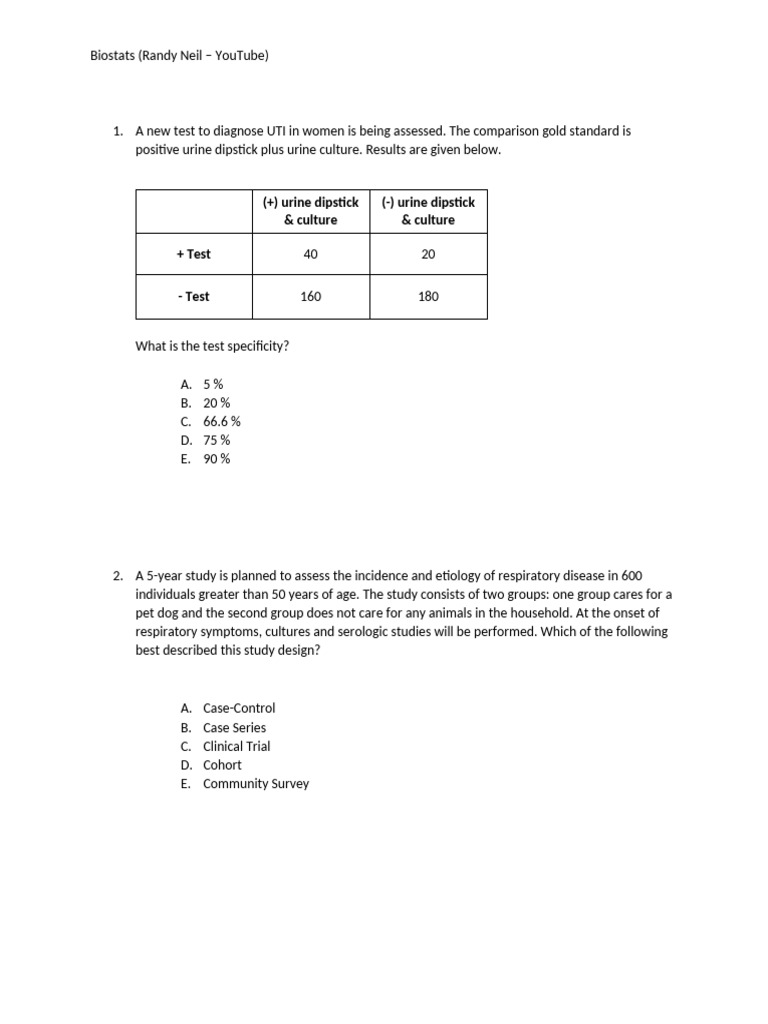 Biostats Problems | PDF