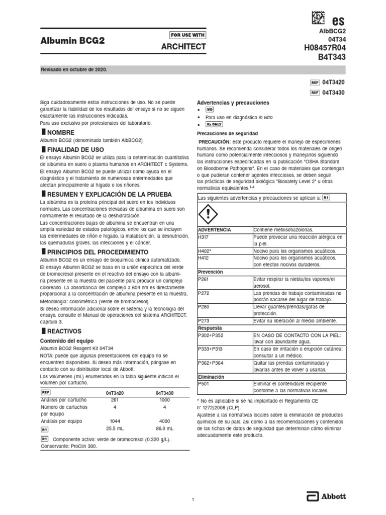 Albumin BCG2 Abbott | PDF
