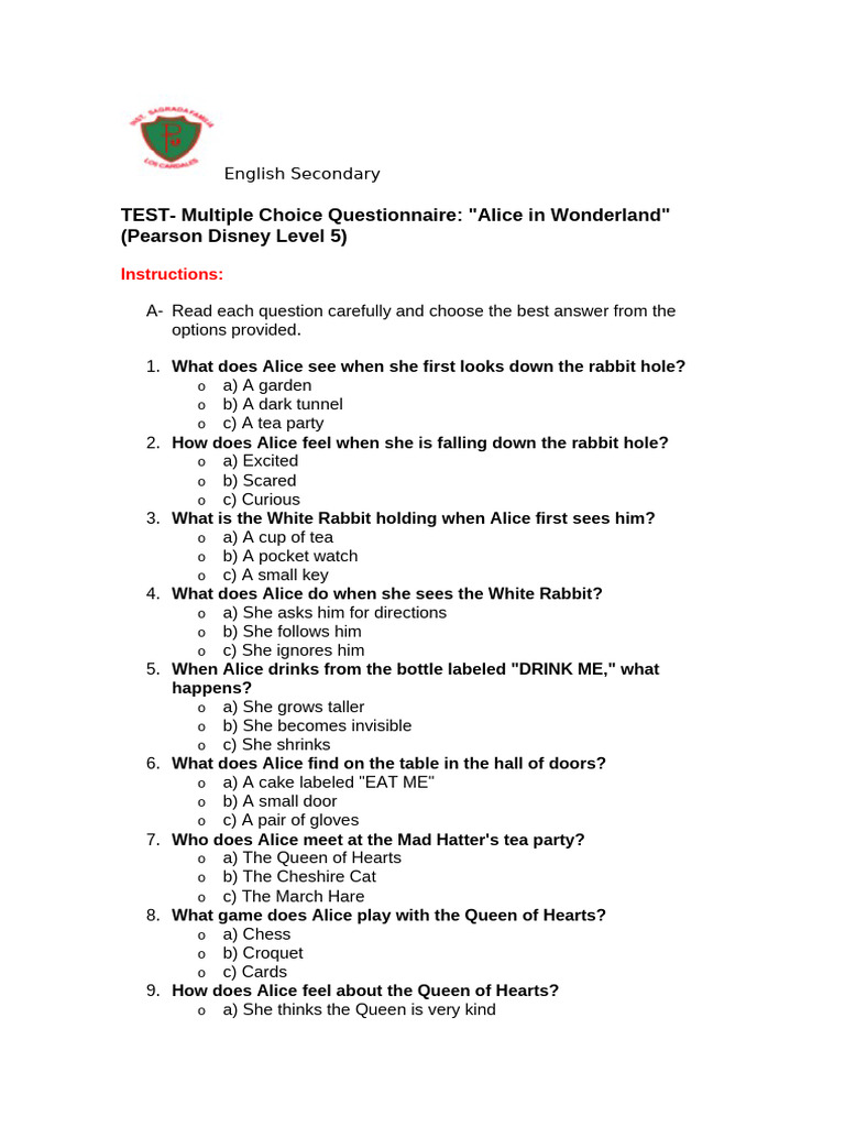 Alice Test 2 | PDF