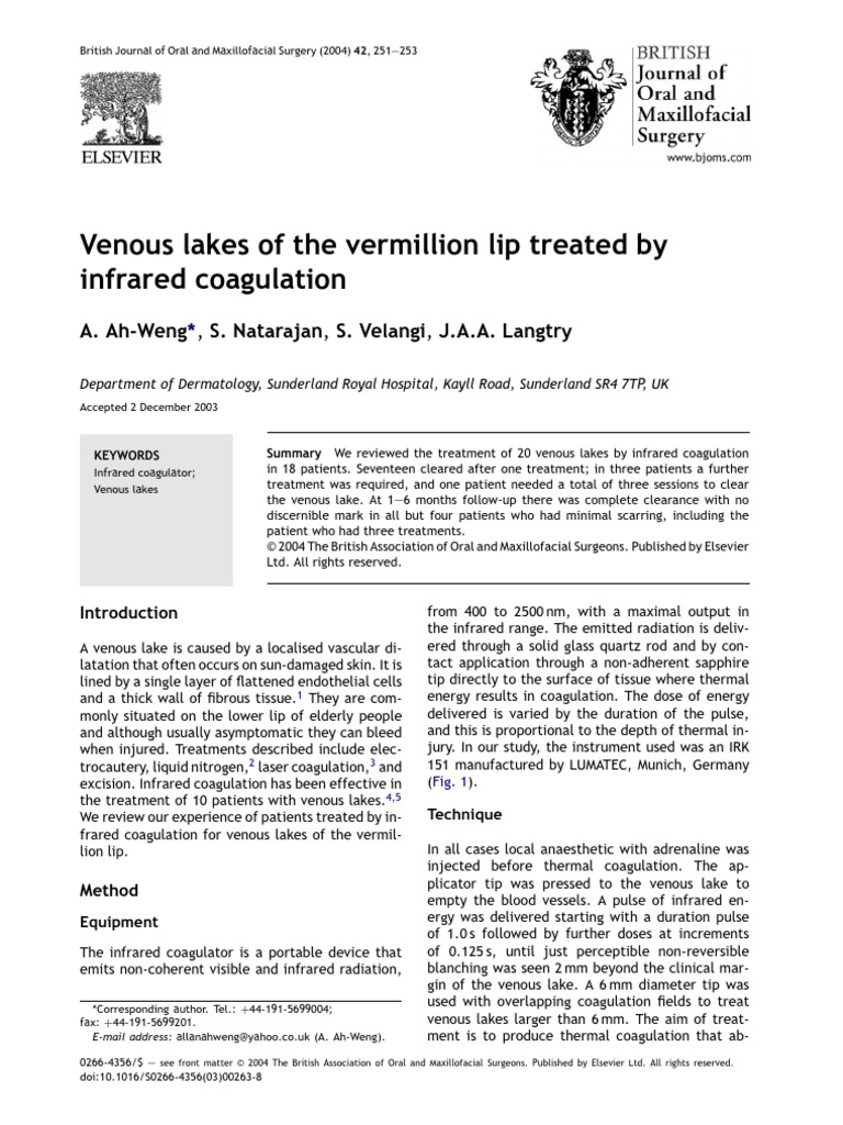 Venous Lakes of The Vermillion Lip | PDF