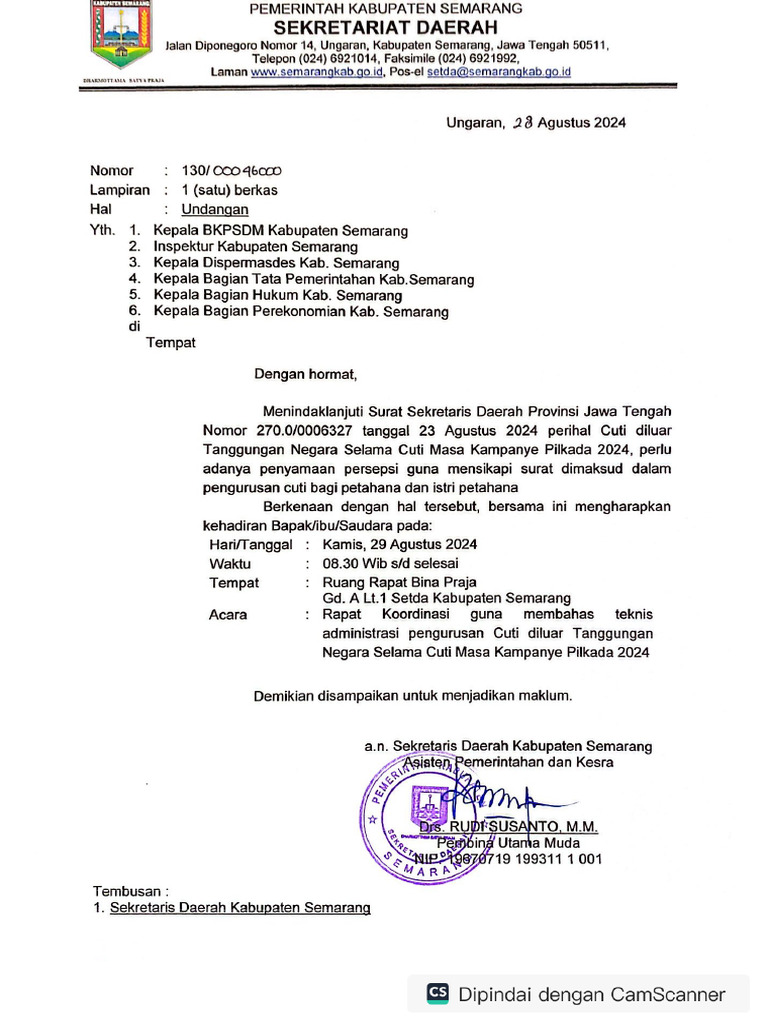 Surat Undangan Rakor Cuti Kampanye | PDF