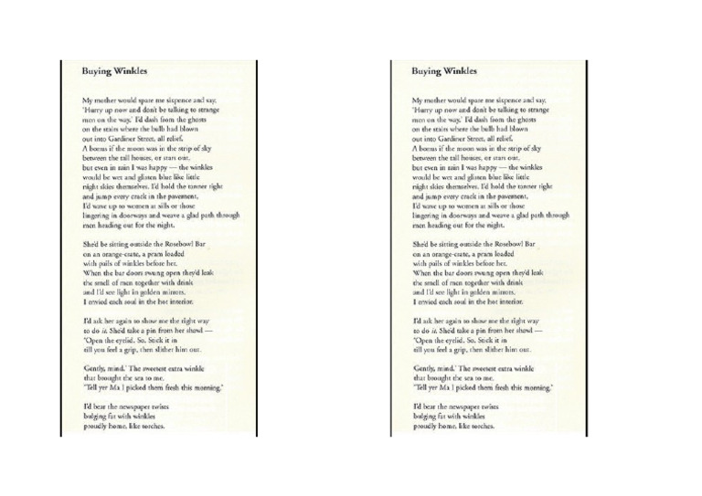 Buying Winkles Poem | PDF