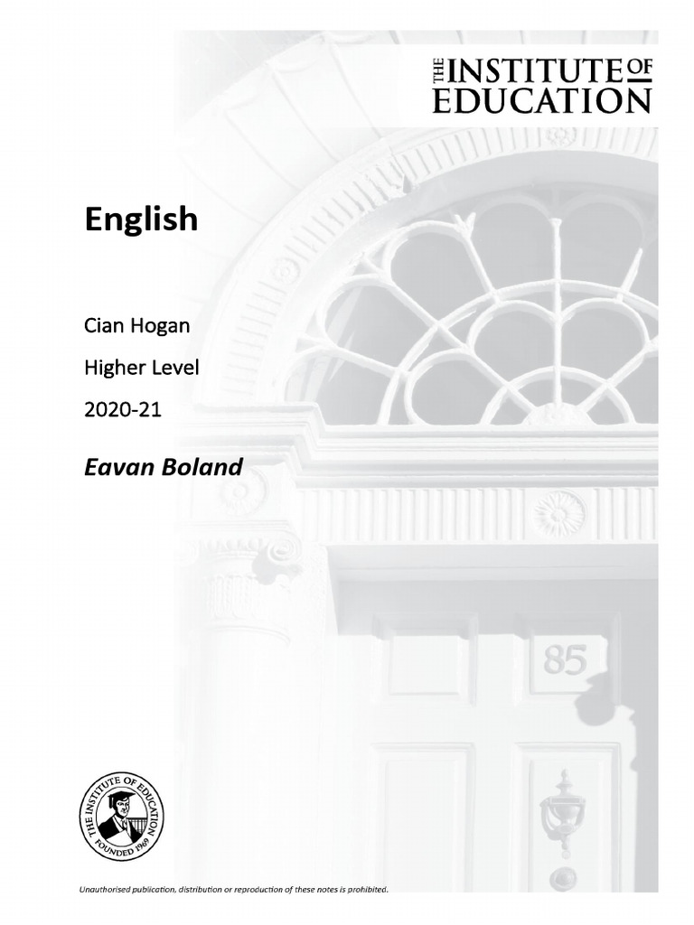English LC Notes Eavan Boland | PDF
