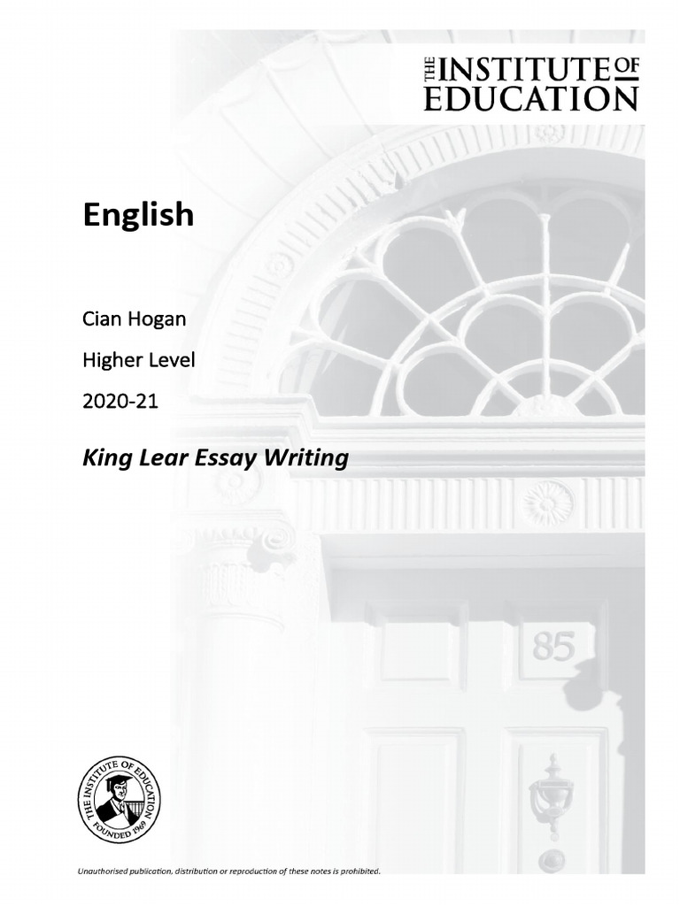 English LC Notes KIng Lear Essay Writing | PDF